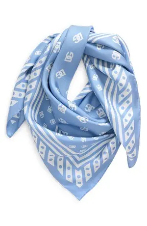 Dolce & Gabbana Dg Logo Print Silk Square Scarf - Light Blue